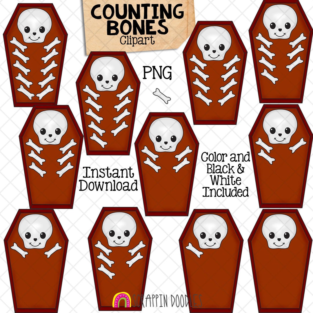Counting Bones Clipart - Halloween Skeleton Bones Counting - Seasonal ...