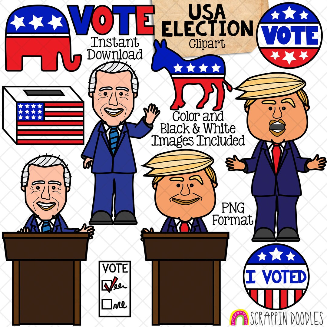USA Election Clip Art - Donald Trump Graphics - Joe Biden - Voting ...