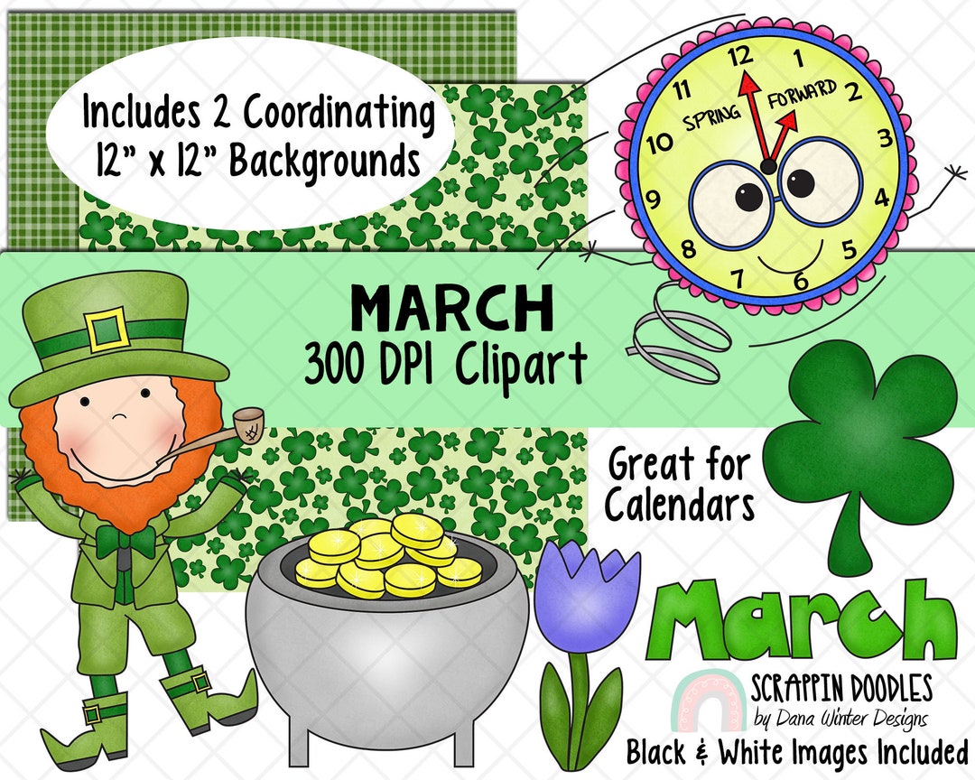 Calendar Clipart - March Bulletin Board - March Clipart - Holiday ...