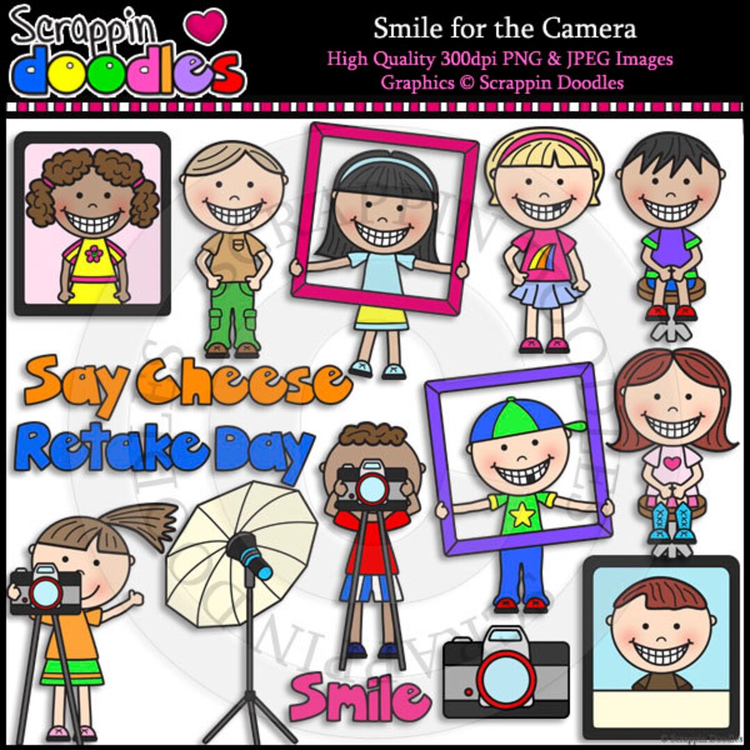 Smile for the Camera Clip Art & Line Art - Etsy