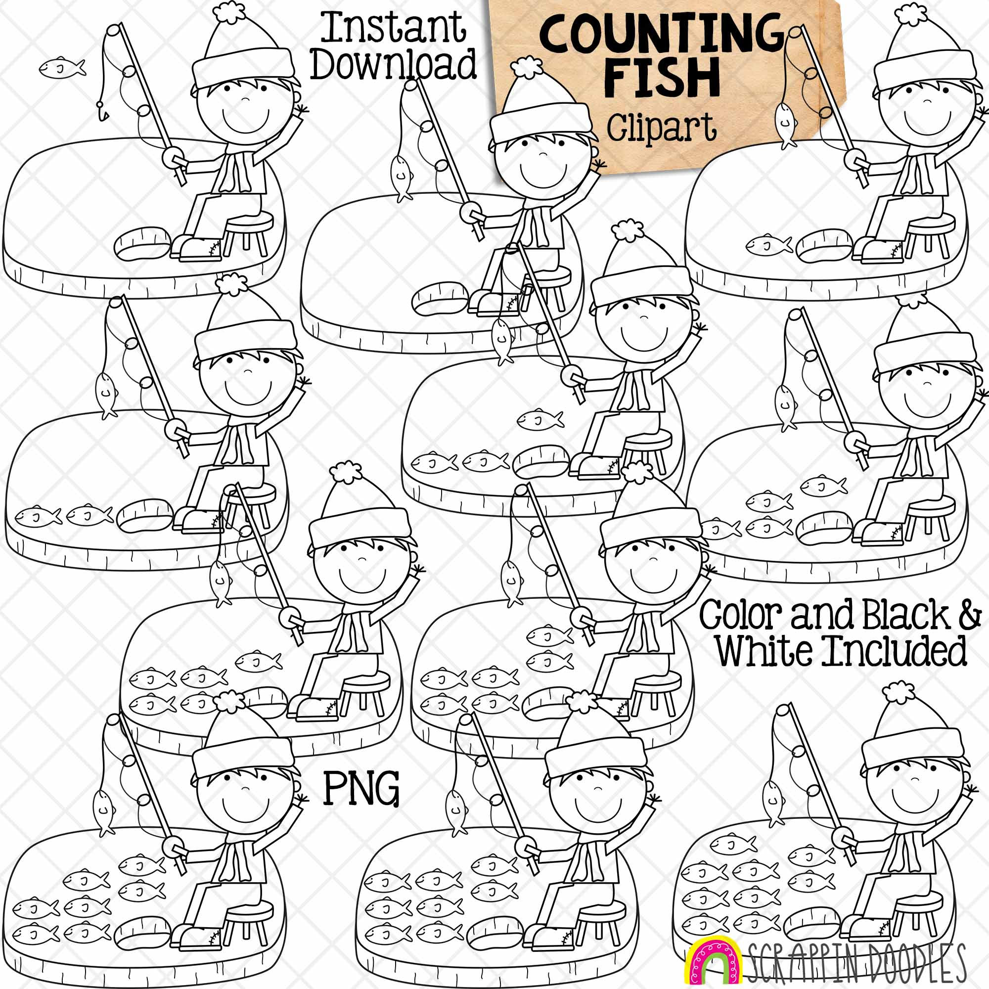 Counting Fish Clipart Winter Ice Fishing Counting Seasonal Math ...
