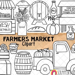 Farmers Market Clip Art - Fall Farm Truck - Autumn Harvest - Vegetables ...
