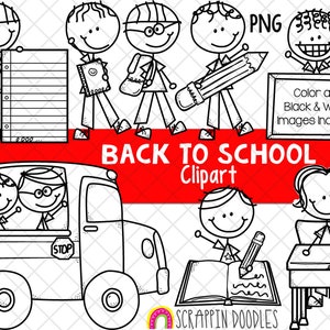 Back to School Clipart Doodle Boys School School Bus - Etsy