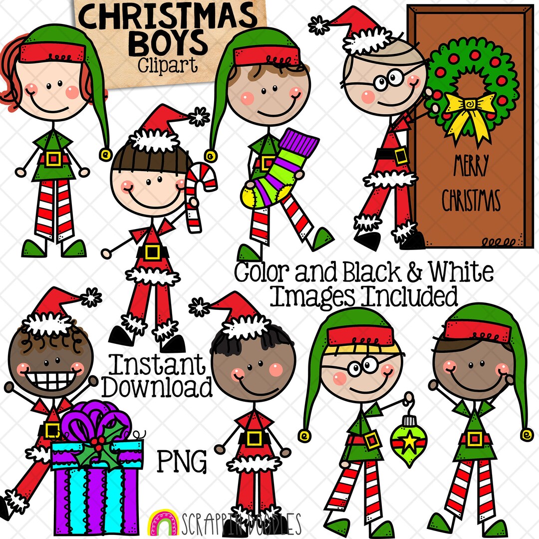 Christmas Clipart - Doodle Boys Christmas Time - Santa Claus Dress up ...