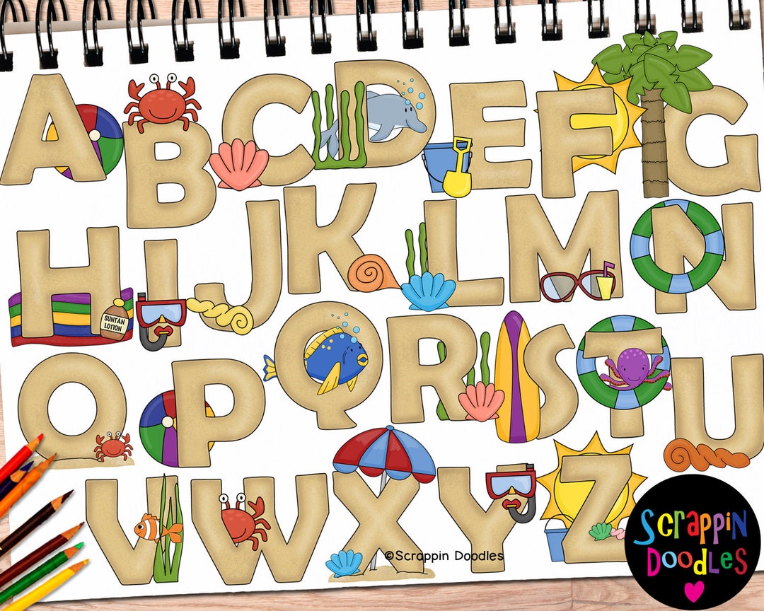 Beach Days Alphabet Clip Art {scrappin Doodles Clip Art} - Etsy