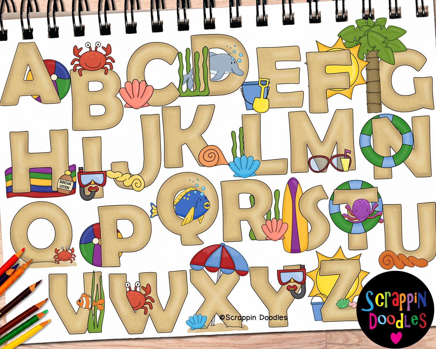 Beach Days Alphabet Clip Art scrappin Doodles Clip Art - Etsy