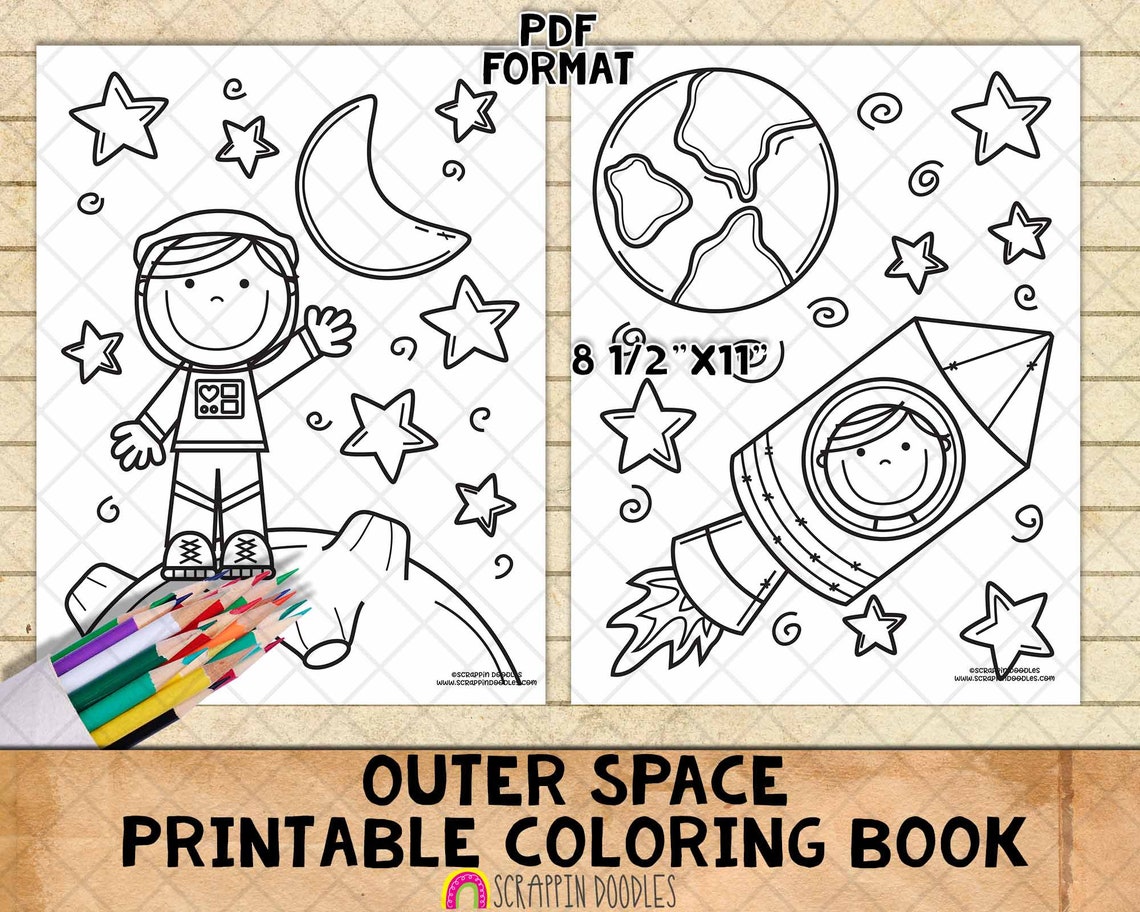 Outer Space Coloring Book Astronaut Coloring Pages Printable PDF ...