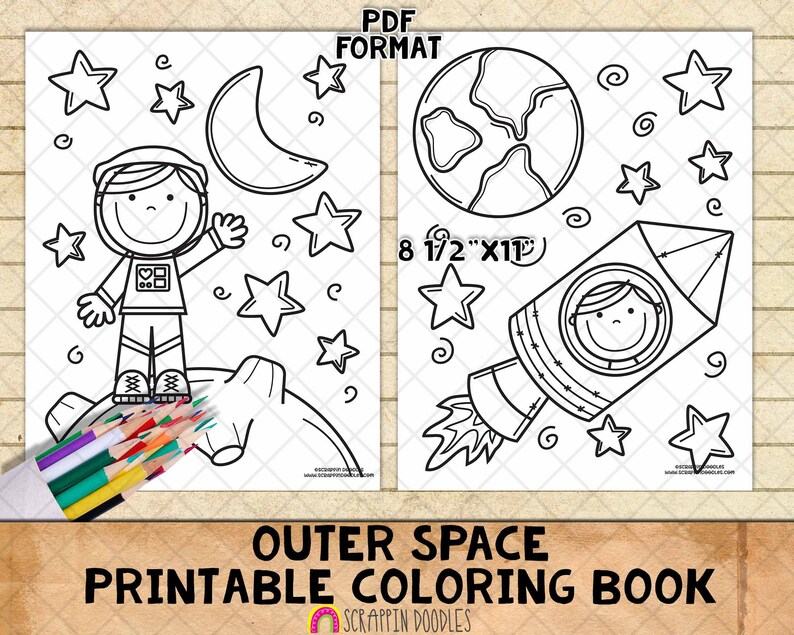 Outer Space Coloring Book Astronaut Coloring Pages Printable PDF ...