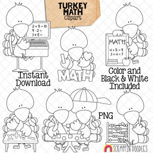 Turkey Clipart - Math Turkeys Clip Art - Cute School Turkeys Graphics ...