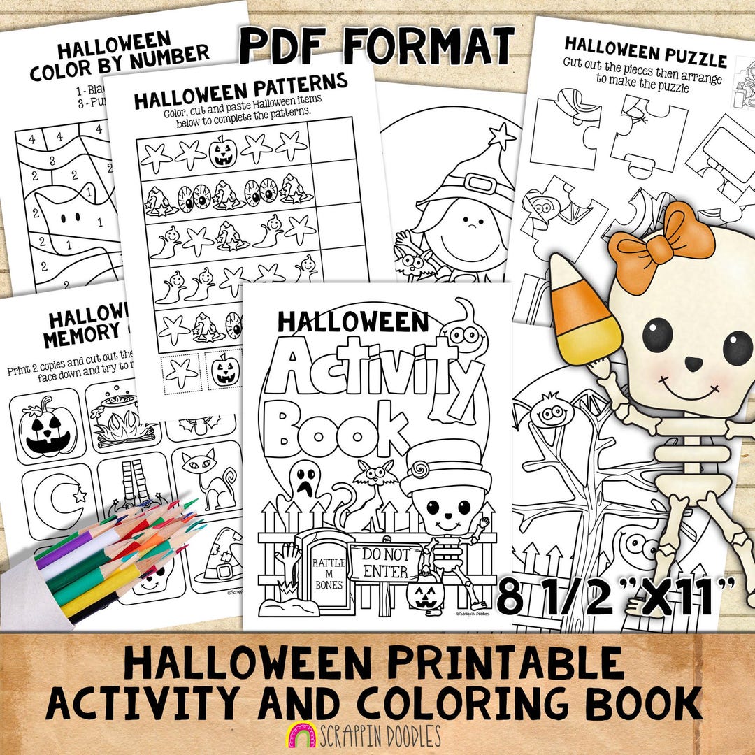Halloween Activity and Coloring Book - Mazes - Tracing - Puzzle ...