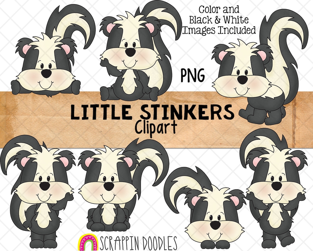 Skunk Clipart Little Stinkers Clip Art Cute Cartoon Skunks Woodland ...