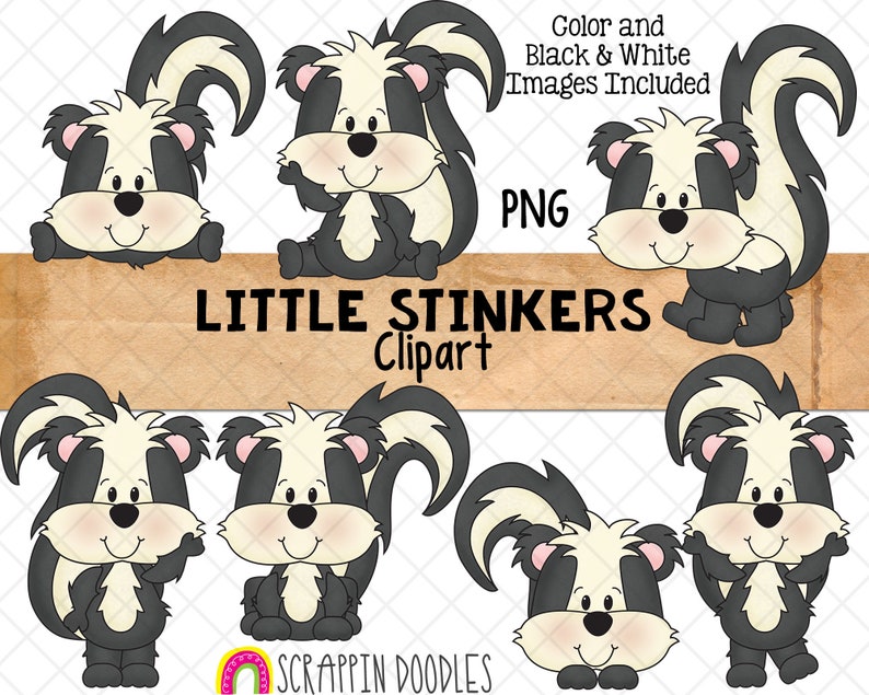 Skunk Clipart Little Stinkers Clip Art Cute Cartoon Skunks Woodland ...