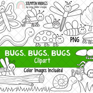 Insect Clipart - Bug Clipart - Catching Bugs - Hand Drawn Clipart ...