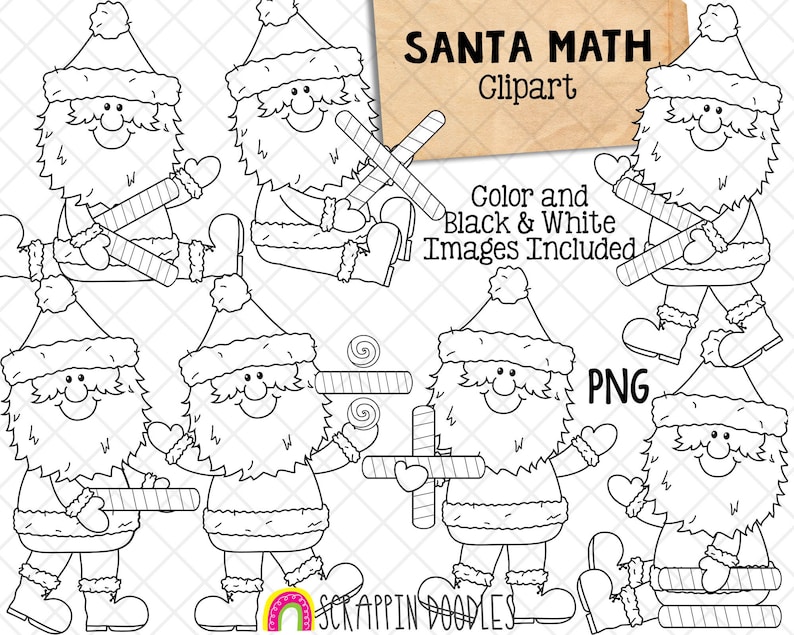 Santa Claus Math Signs Clipart Christmas Candy Cane Math - Etsy