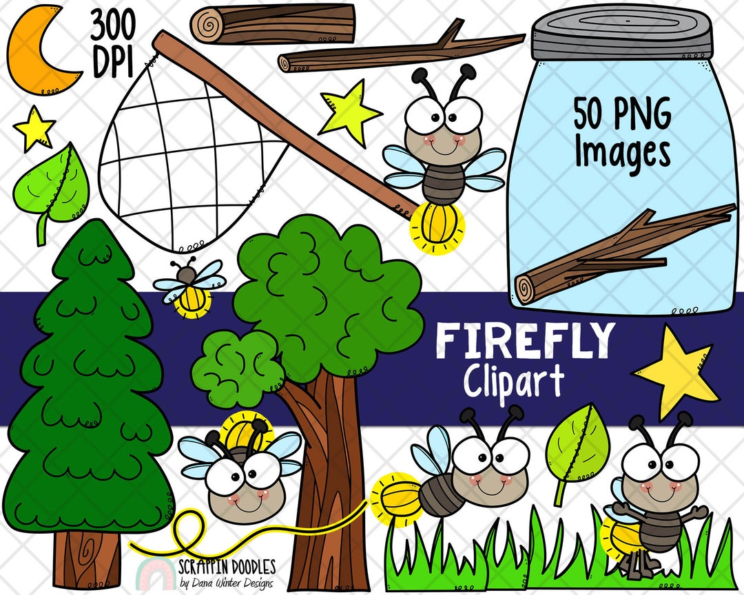 Firefly Clipart - Insect Clipart - Catching Bugs - Hand Drawn Clipart ...
