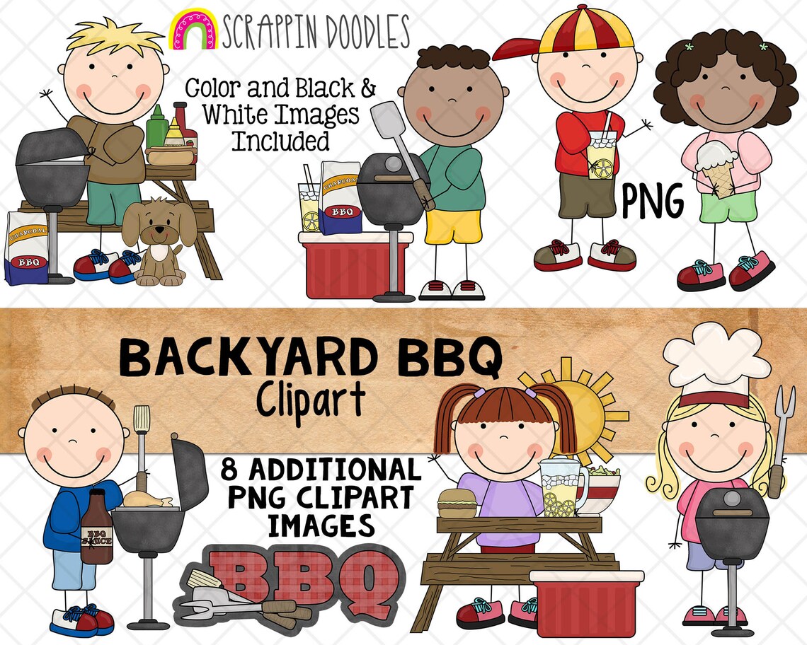 BBQ Clipart barbecue Clipart Picnic Clipart Backyard - Etsy