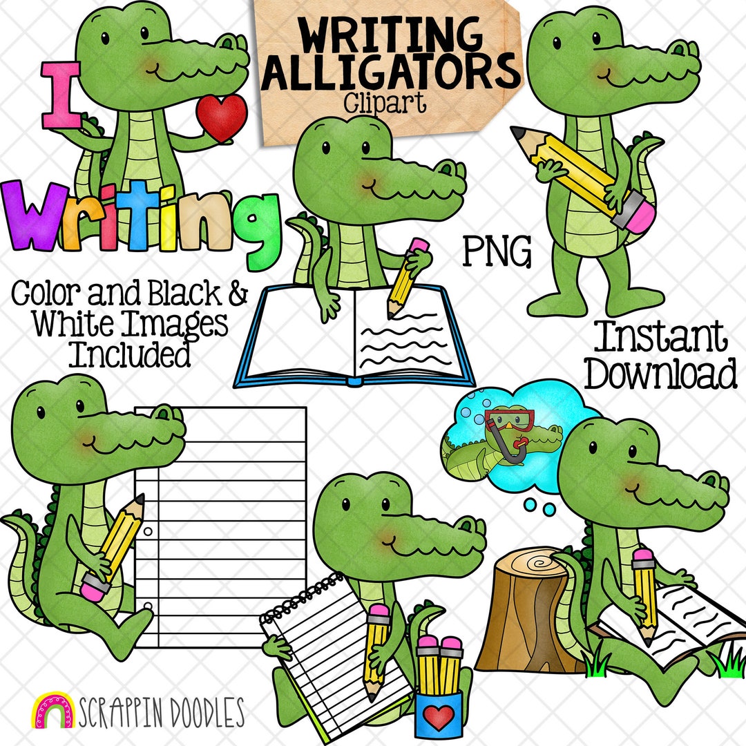 Alligator Clipart - Alligators Writing - Spelling Graphics - School ...