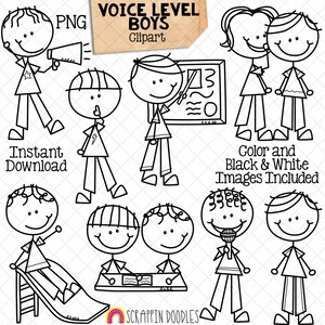 Voice Levels Clip Art Doodle Kids Boys Stick Figure Graphics Voice ...
