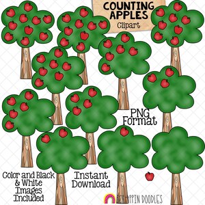 Autumn Counting Clipart Bundle Sunflowers Acorns Apples Pumpkins Crows ...