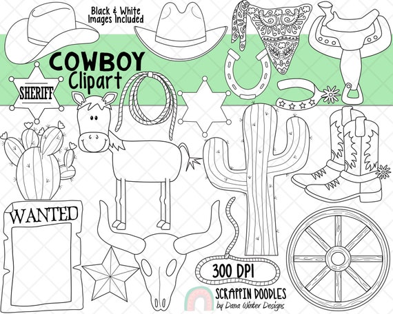 Black And White Western Clip Art