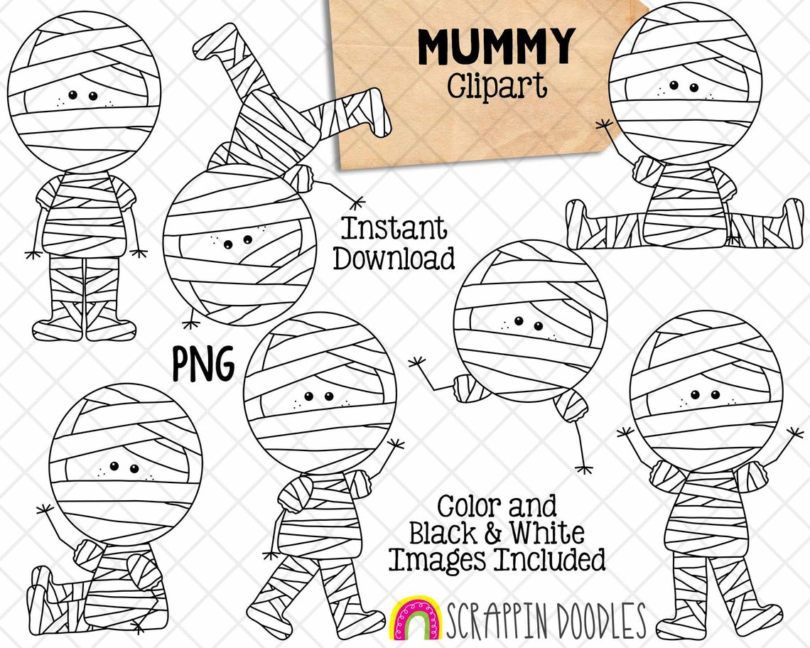 Mummy Clipart Mummy PNG Halloween Graphics Commercial Use Sublimation ...