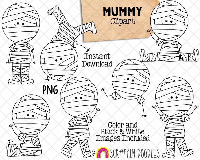 Mummy Clipart - Mummy PNG - Halloween Graphics - Commercial Use ...