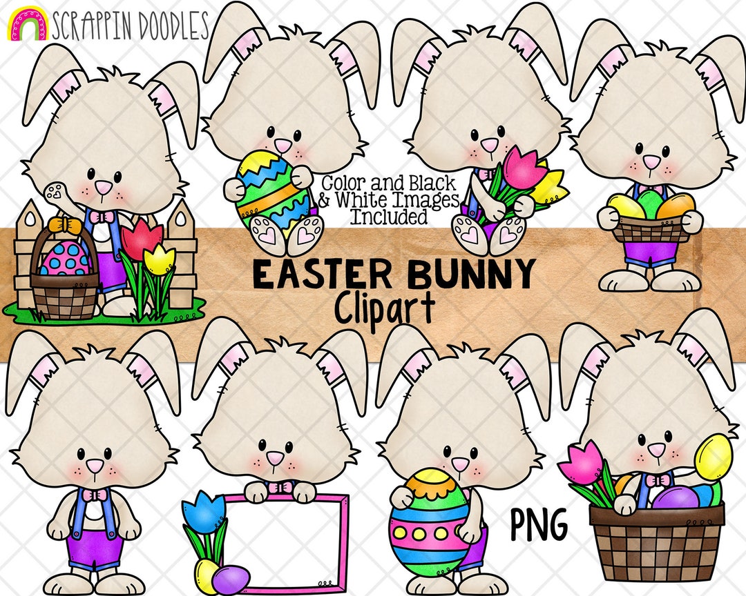 Easter Bunny Clipart - Easter Eggs - Spring Rabbit Graphics - Easter ...