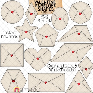 Valentine Envelope Shapes Clip Art - Valentine's Day Different 2D ...