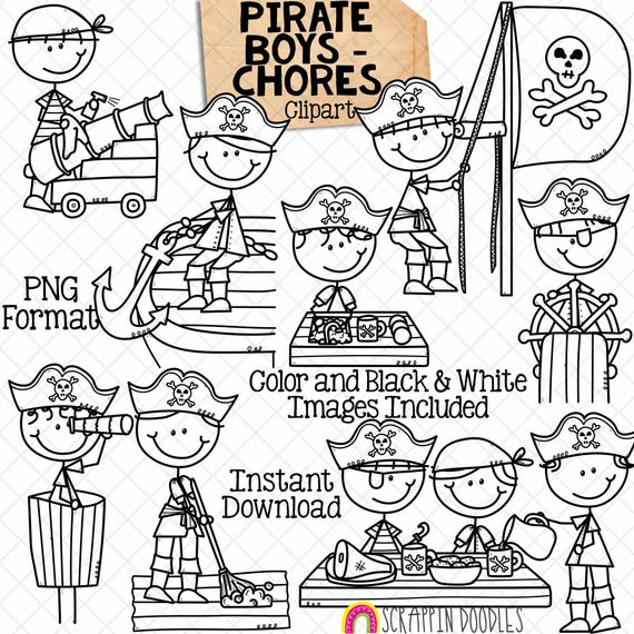 Kid Pirate Clip Art Black And White