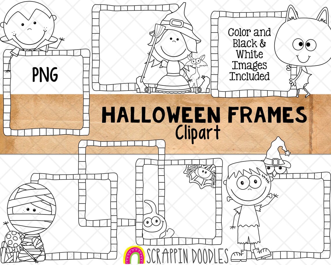 Halloween Frames Clip Art Halloween Graphics Frankenstein Clipart Mummy ...