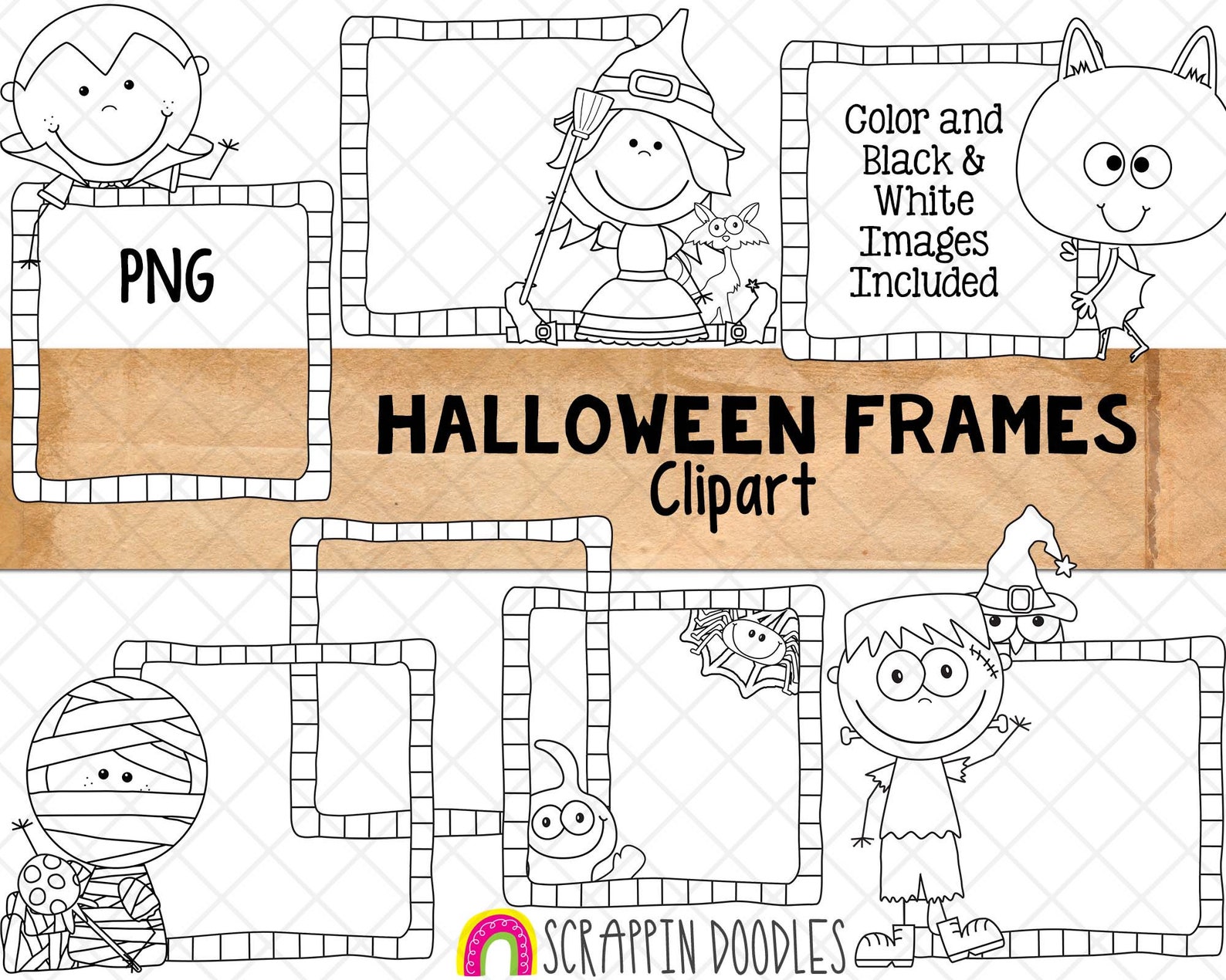 Halloween Frames Clip Art Halloween Graphics Frankenstein Clipart Mummy ...