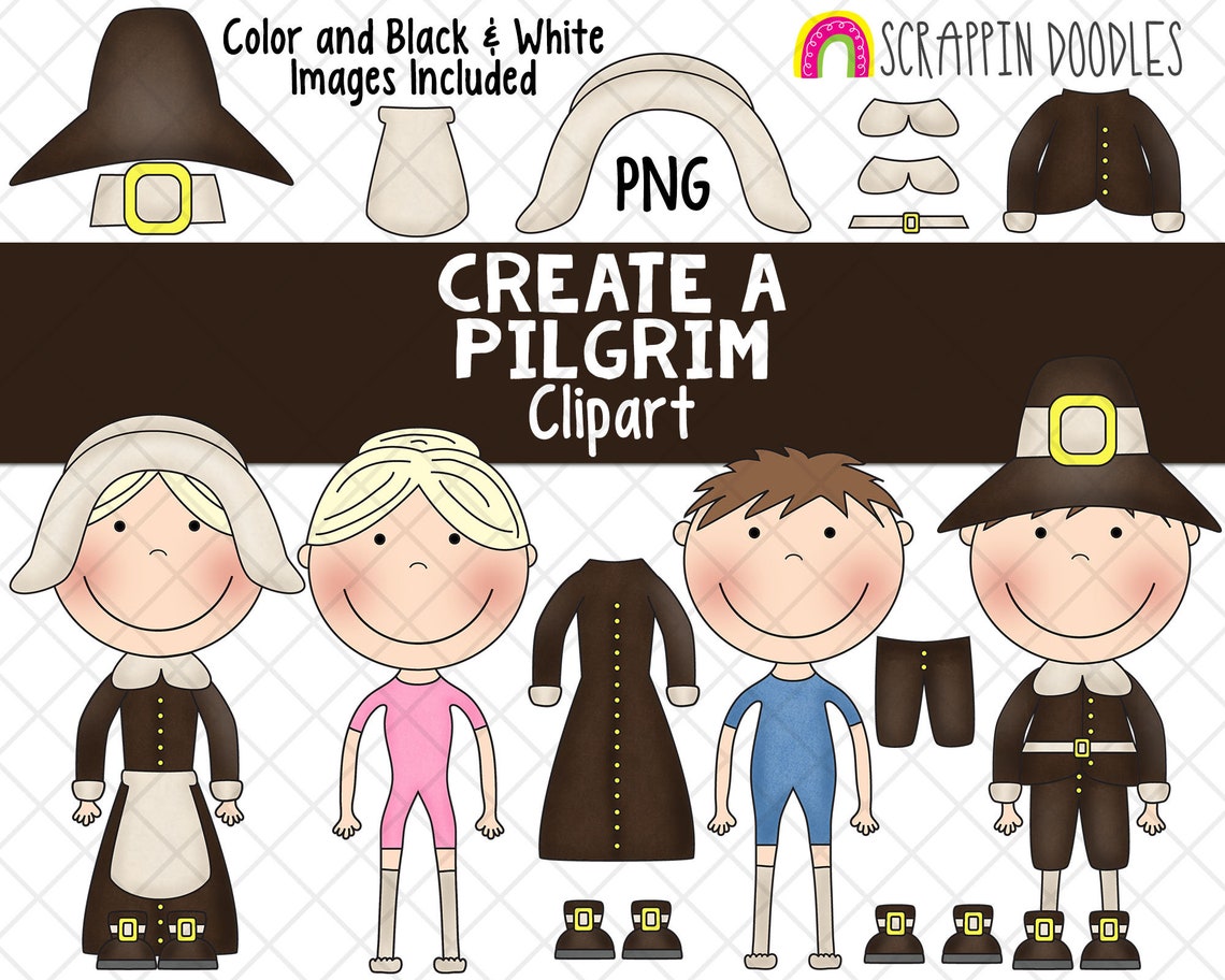 Create a Pilgrim Clipart - Dress a Pilgrim Clipart - Pilgrim Clothing ...