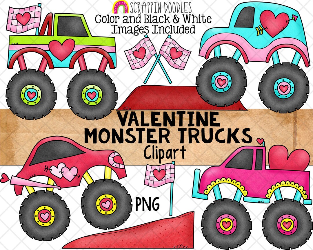 Valentine's Day Monster Trucks Clipart Monster Truck Clip Art Valentine ...