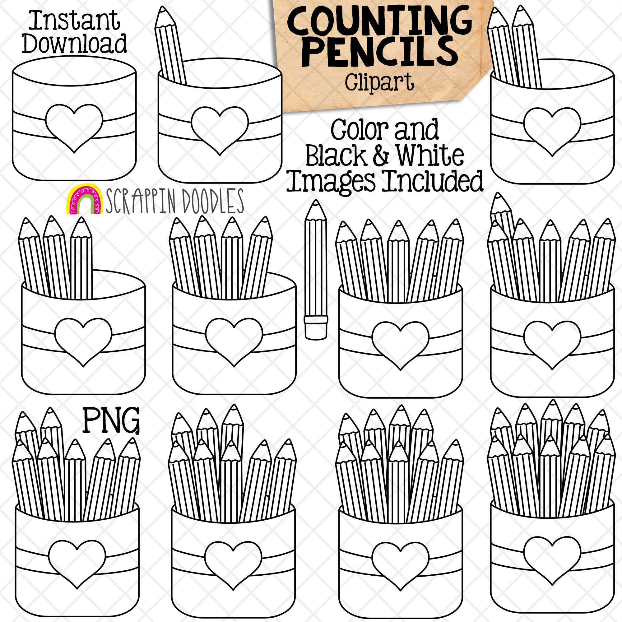 Counting Pencils Clipart - School Counting - Pencils in A Cup ...
