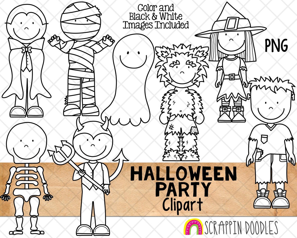 Halloween Clipart Halloween Party Costume Graphics - Etsy