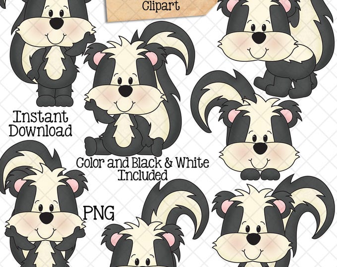 Cute Skunks Clipart, Skunk Png, Skunk Clipart Bundle, Clipart Bundle ...