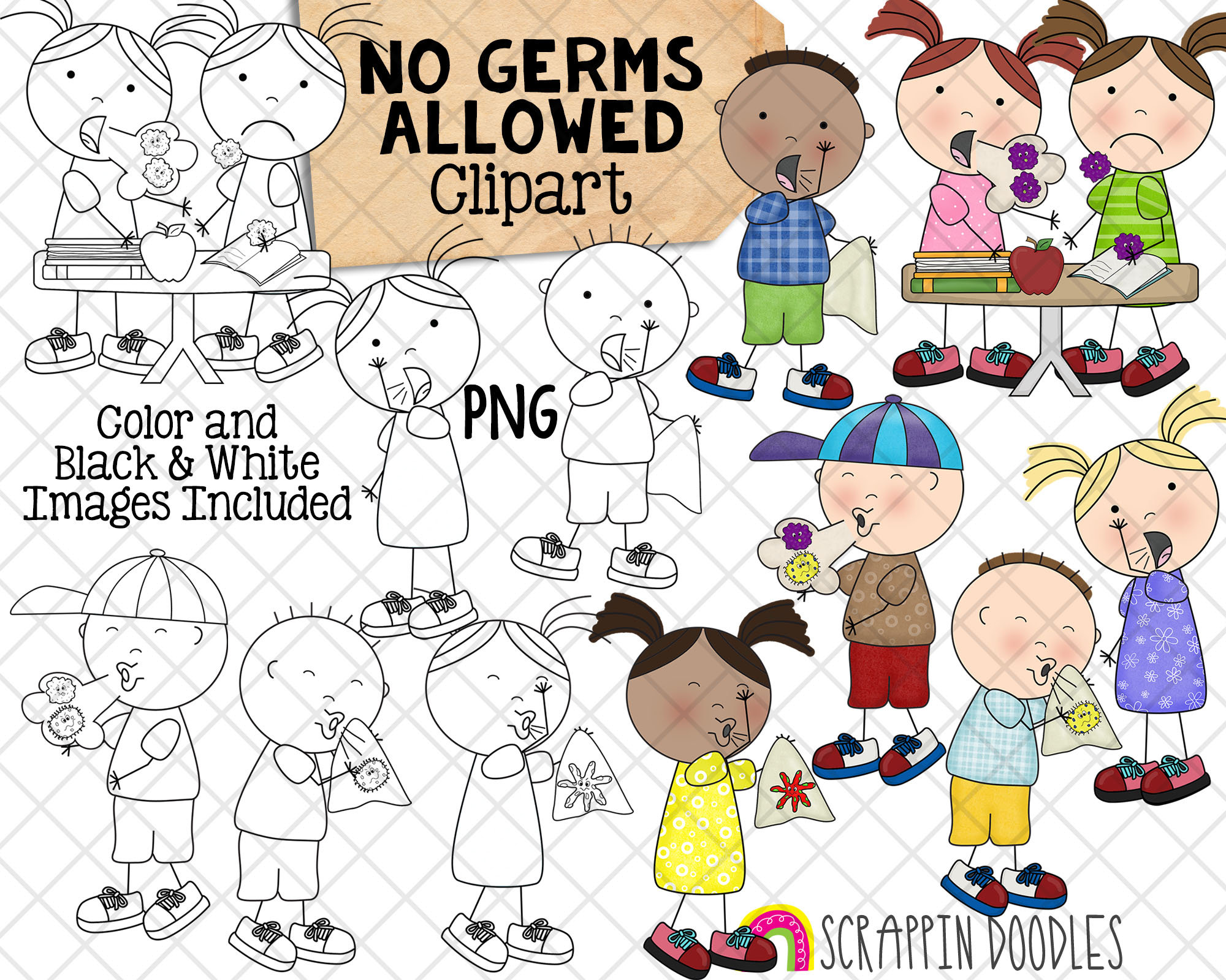 Germs Clipart Hygiene Coughing in Arm Clip Art Sneezing in Tissue Germ ...