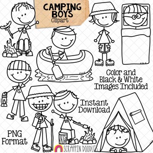 Camping Clipart - Doodle Boys Camping - Backpacking - Hiking - Campfire ...