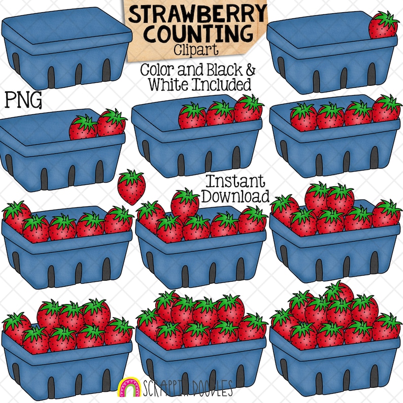 Counting Strawberries Clipart - Summer Strawberry Counting - Seasonal ...
