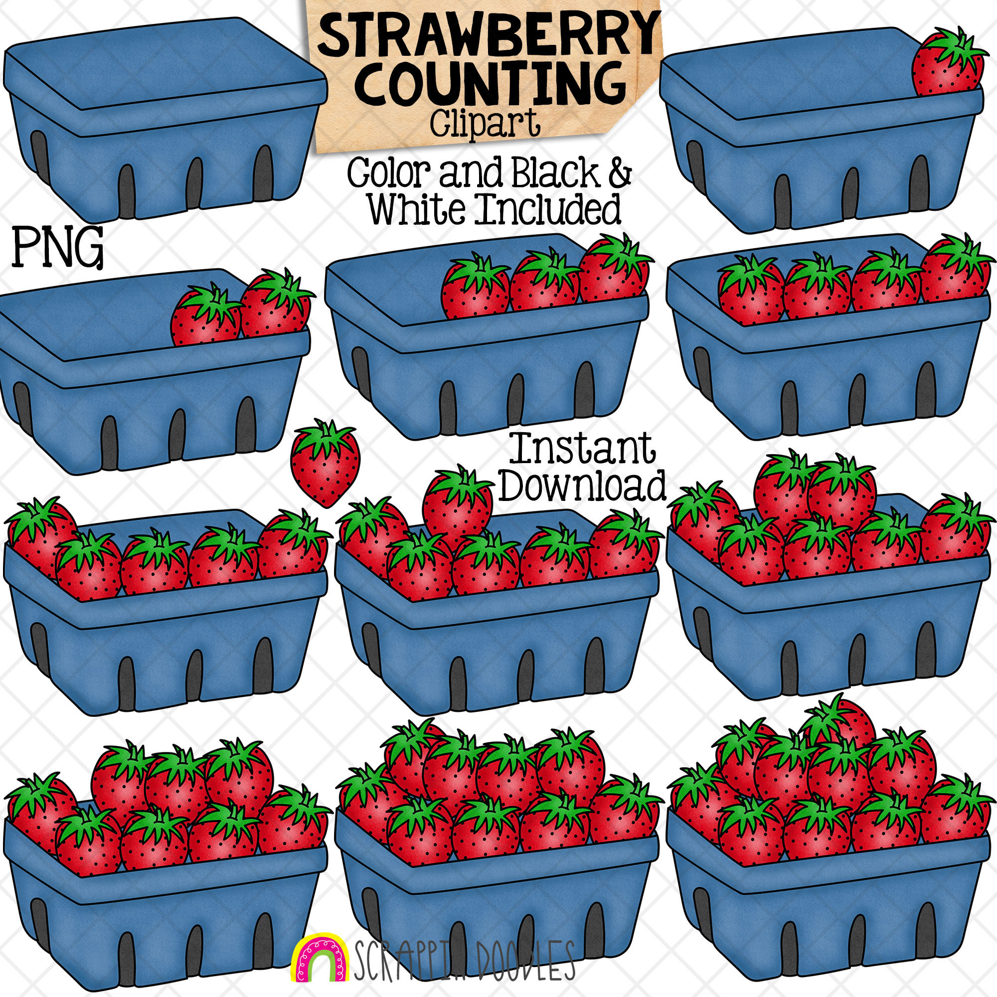 Counting Strawberries Clipart - Summer Strawberry Counting - Seasonal ...