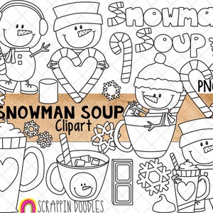 Snowman Soup Clipart - Hot Chocolate Clipart - Cocoa - Snowmen - Candy ...