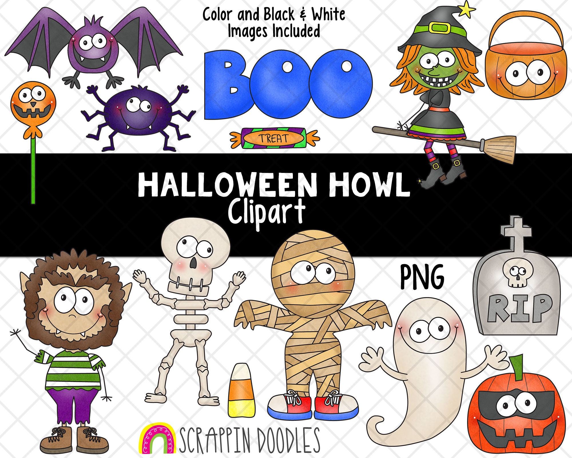 Halloween Howl Clip Art - Halloween Graphics - Werewolf Clipart - Mummy ...