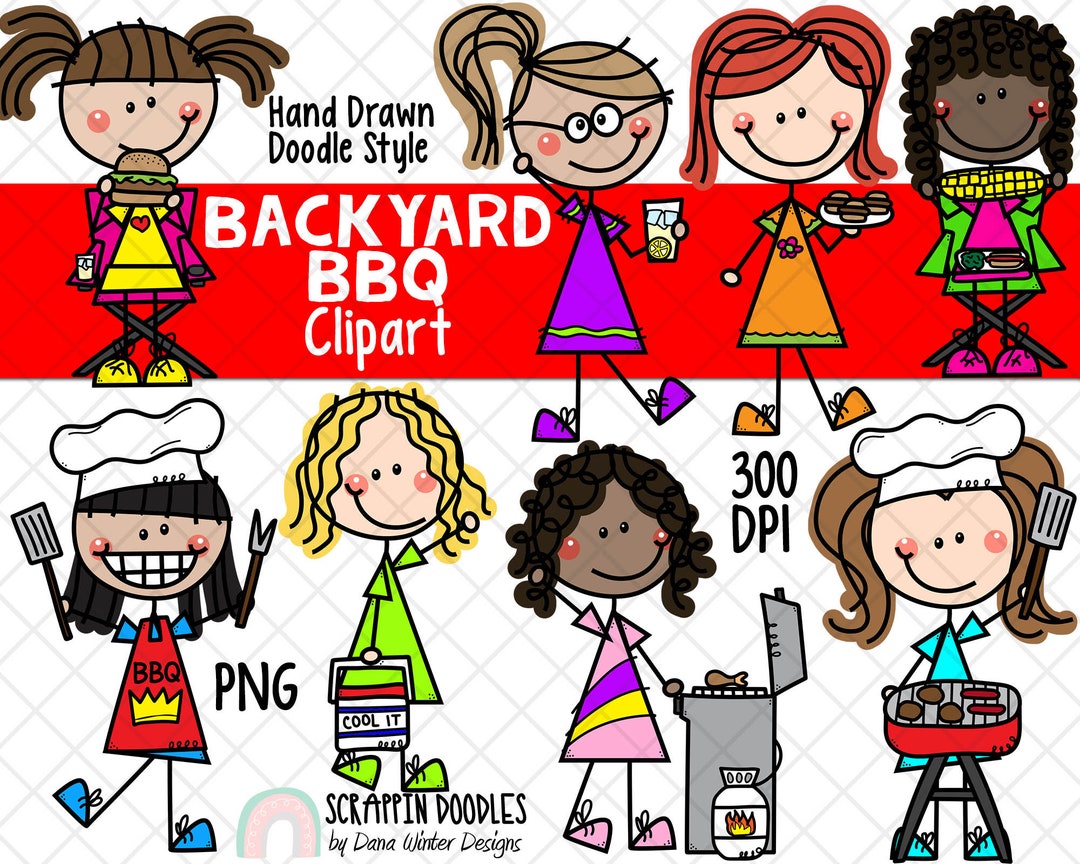 Backyard BBQ Clipart doodle Girls Barbecue Clipart Picnic Clipart ...
