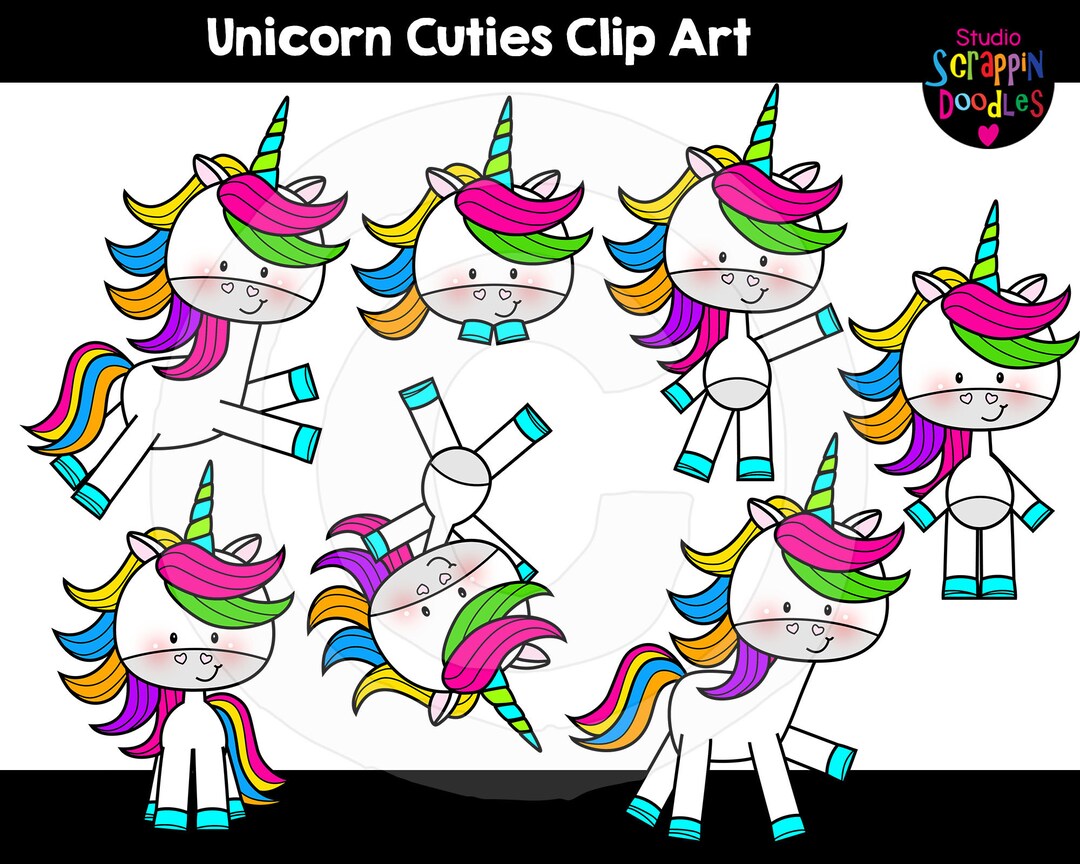 Unicorn Cuties Clip Art - Cute Commercial Use Unicorn Graphics ...
