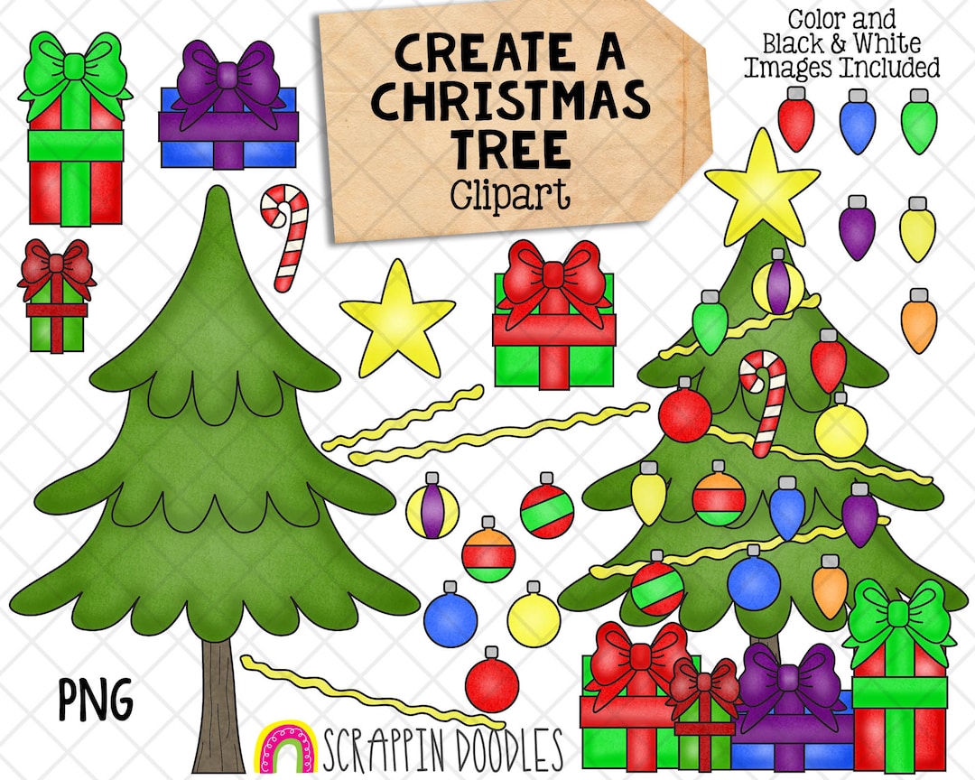 Create a Christmas Tree Clipart- Christmas Lights and Bulbs - Christmas ...