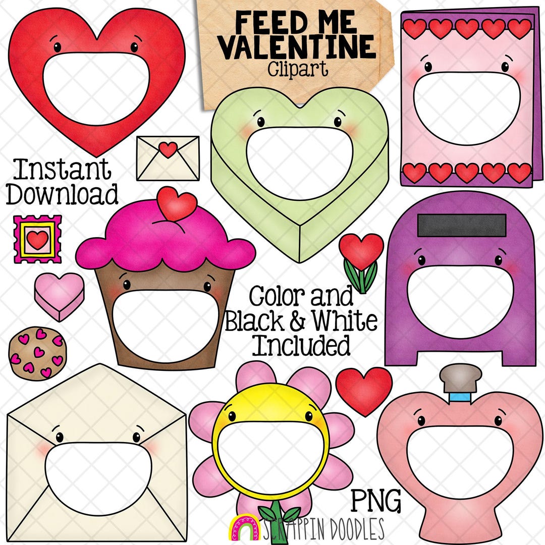 Feed Me Valentines Day Clipart - Feeding Open Mouth - Heart - Candy ...
