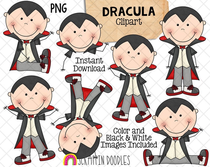 Dracula by Bram Stoker Halloween Watercolor Clipart Collection - Gothic ...