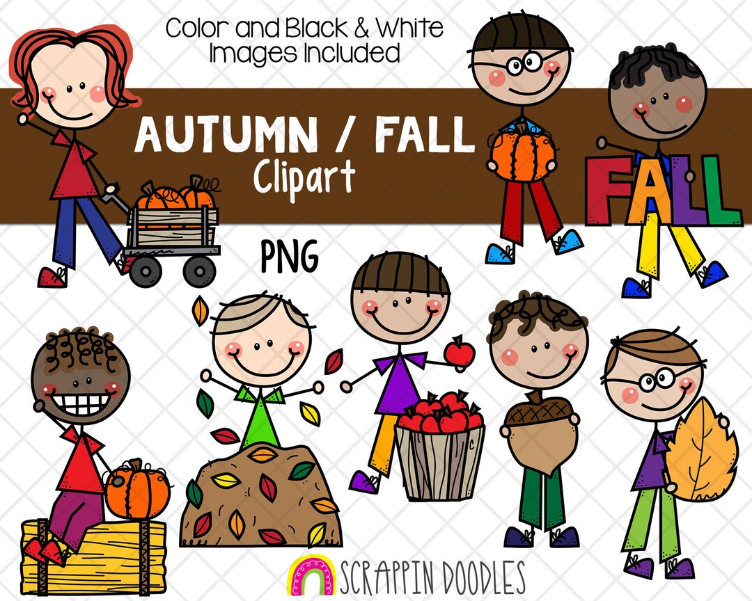 Autumn Clipart Doodle Boys Fall Fun Clip Art Fall Farm - Etsy
