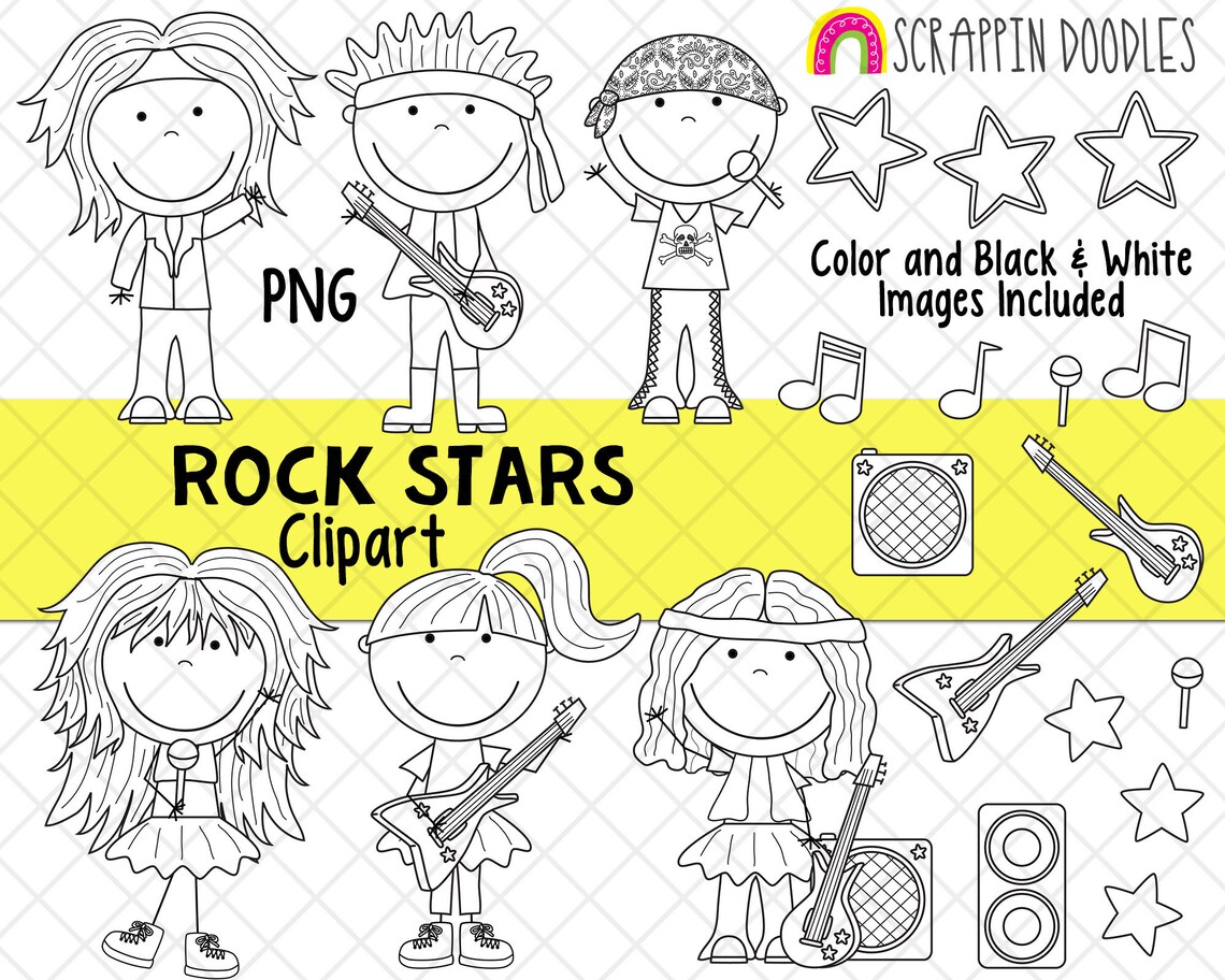 Rock Star Clipart - Musician Clipart - Rock Band Clipart - Guitar ...