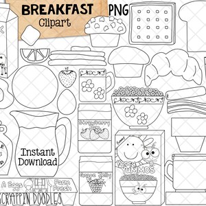 Breakfast Food Clipart - Brunch - Waffles - Orange Juice - Pancakes ...
